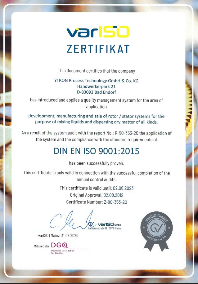 ISO certification